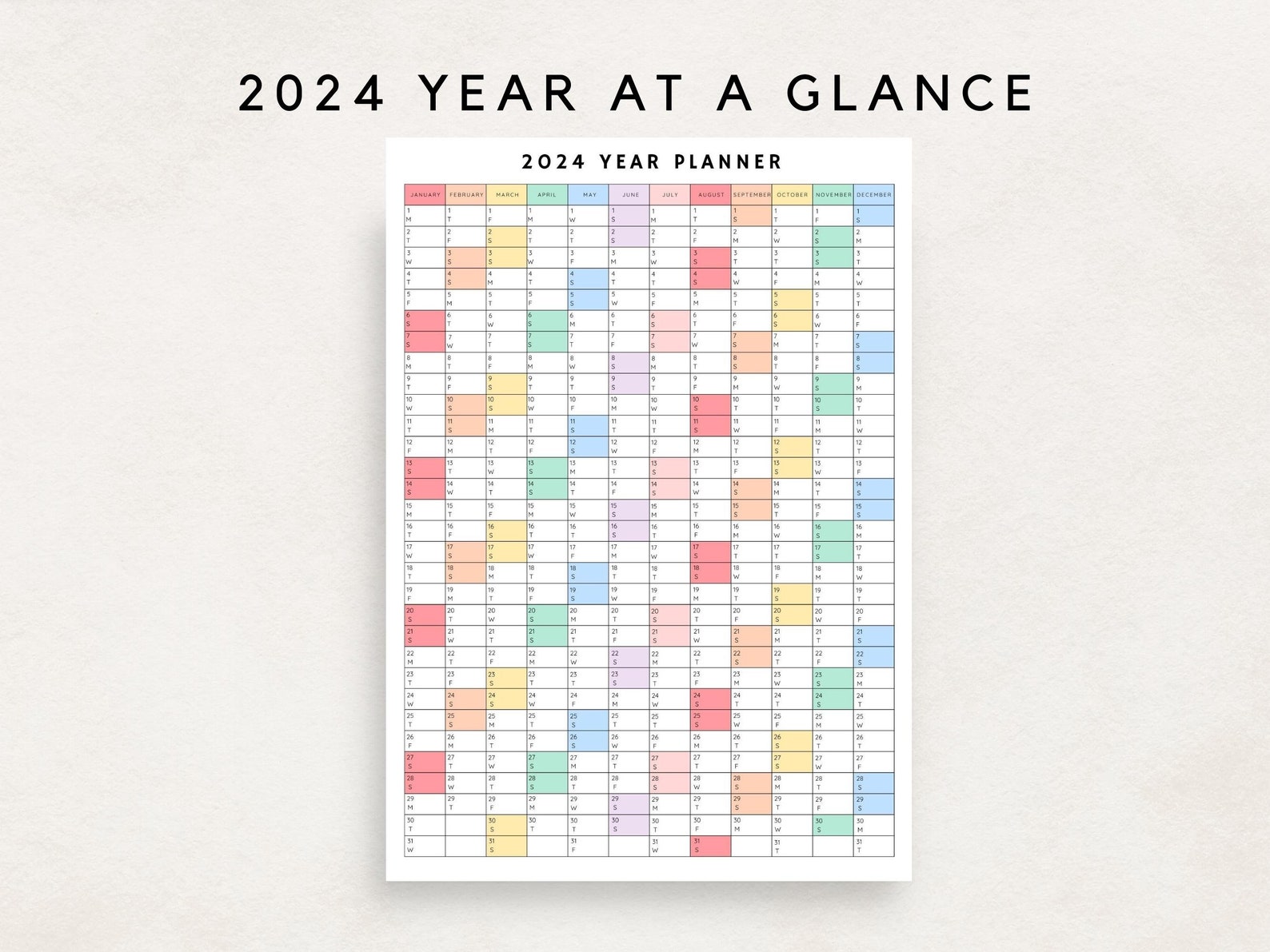 2024 Yearly Planner Printable, Yearly Planning Calendar, Calendar ...