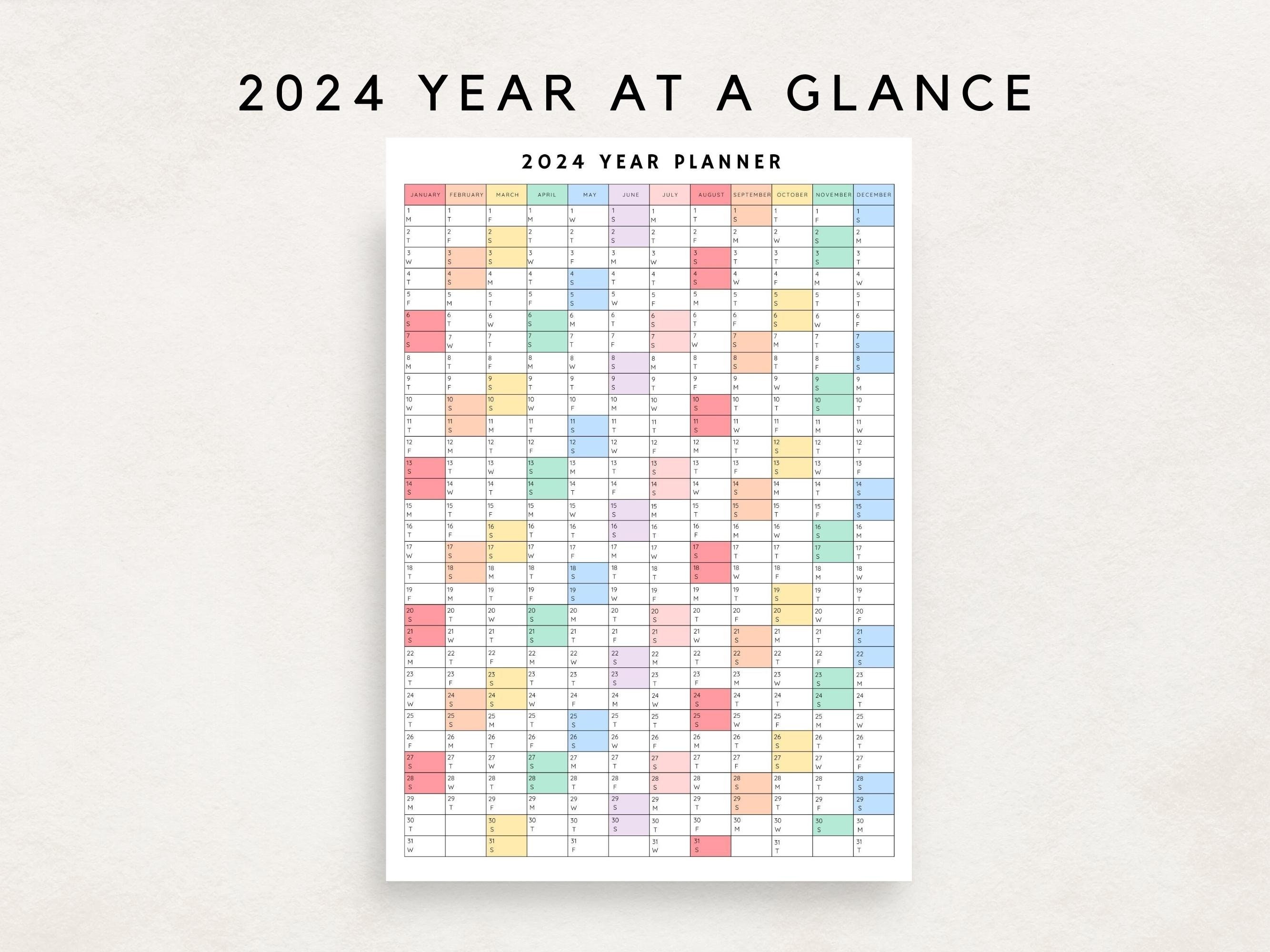 2024 Yearly Planner Printable, Yearly Planning Calendar, Calendar ...