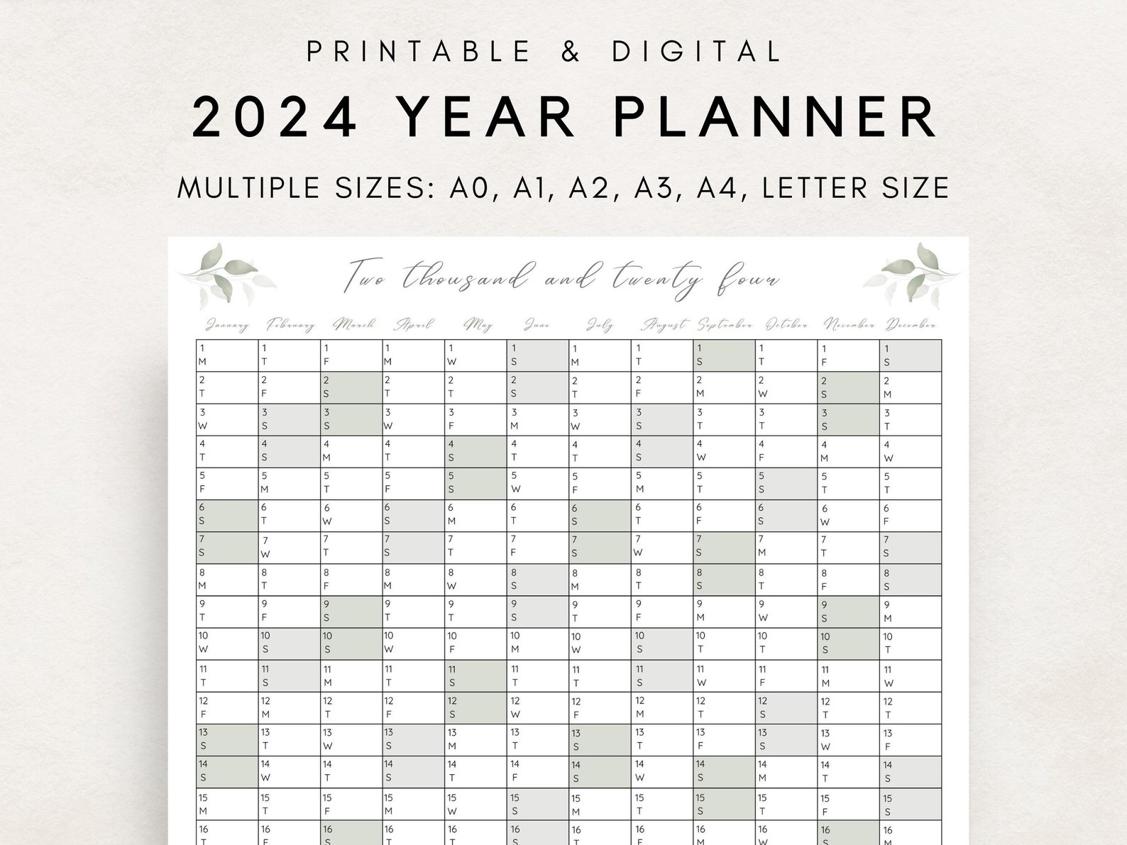 2024 Yearly Planner Printable, Yearly Planning Calendar, Calendar ...