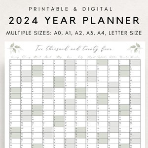 2024 Yearly Planner Printable, Yearly Planning Calendar, Calendar ...