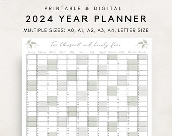 2024 Yearly Planner Printable, Yearly Planning Calendar, Calendar ...
