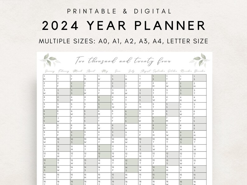 2024 Yearly Planner Printable, Yearly Planning Calendar, Calendar ...