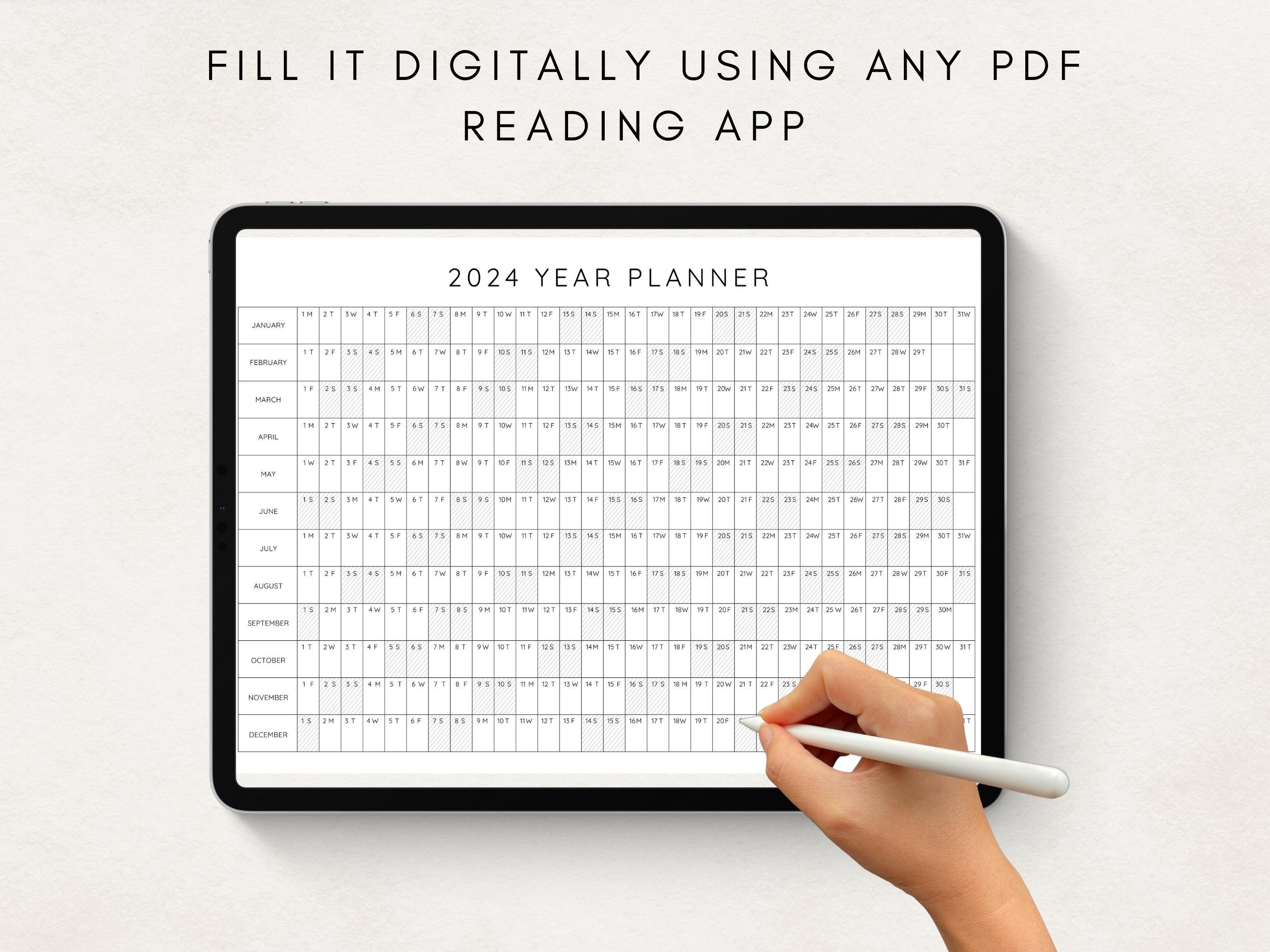2024 Year Planner Printable, Yearly Planning Calendar, Calendar Poster ...