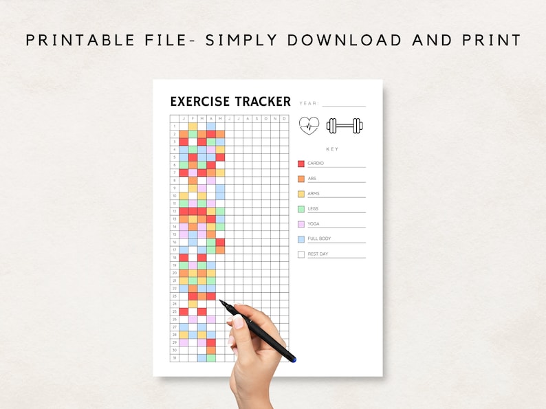 Exercise Tracker Printable, Fitness Tracker, Workout Tracker, Exercise ...