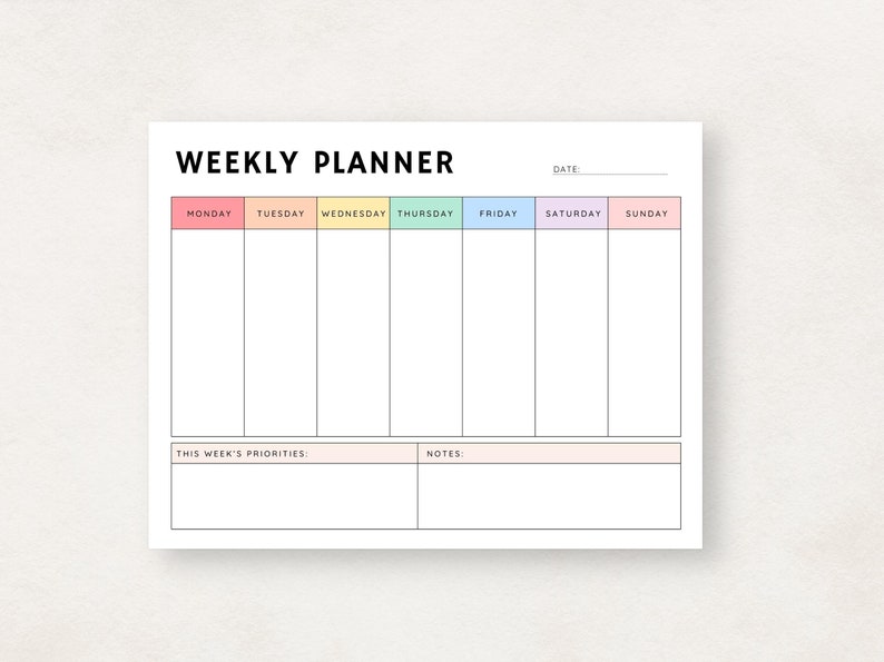 Week at a Glance, Weekly Planner Printable, Weekly Schedule, Weekly ...