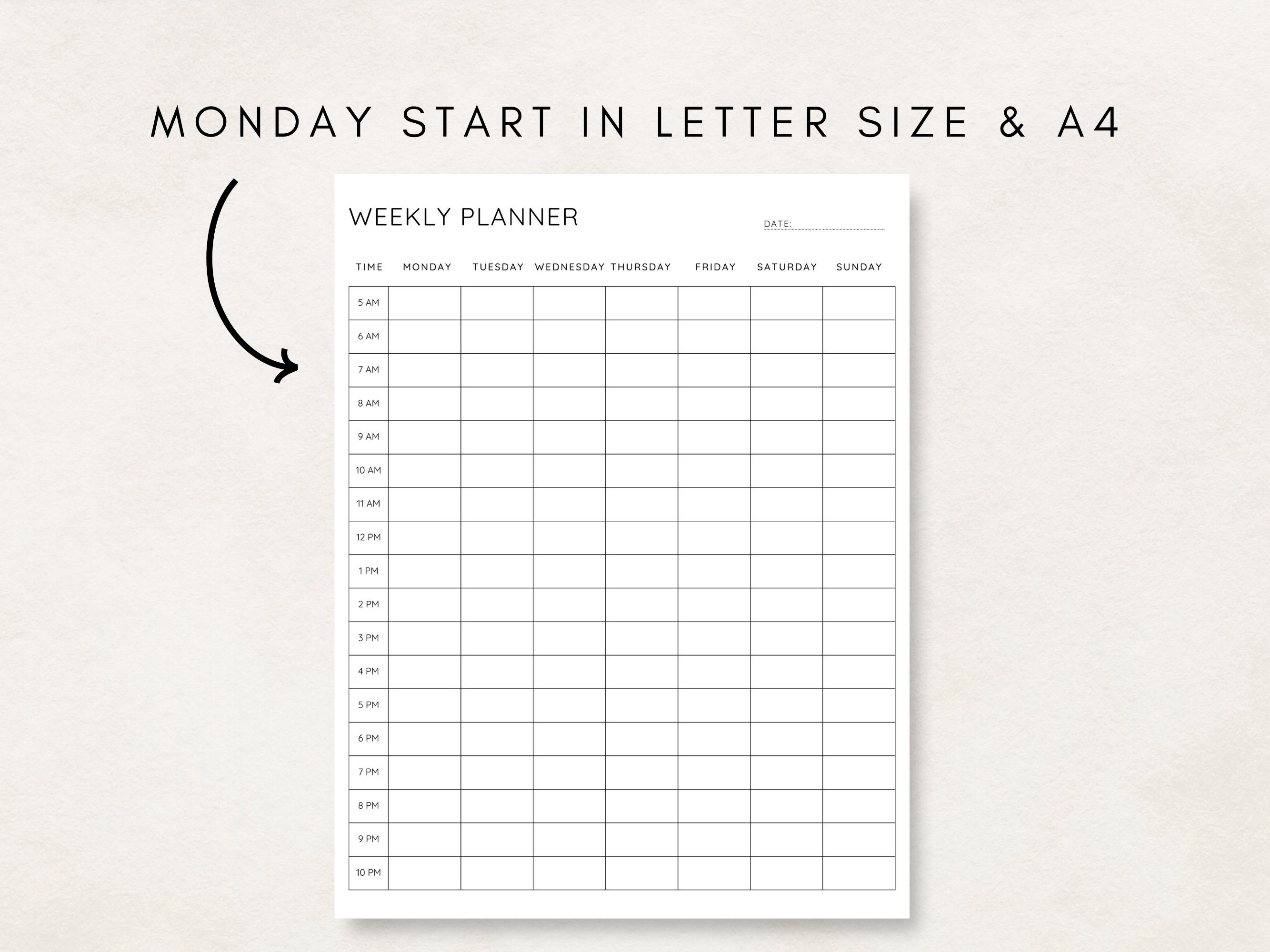 Weekly Hourly Schedule, Hourly Weekly Planner Printable, Hourly Planner ...