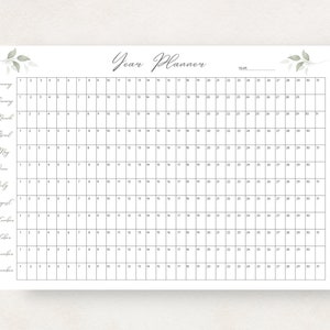 Full Year Calendar, Yearly Planner on 1 Page, Yearly Wall Planner ...