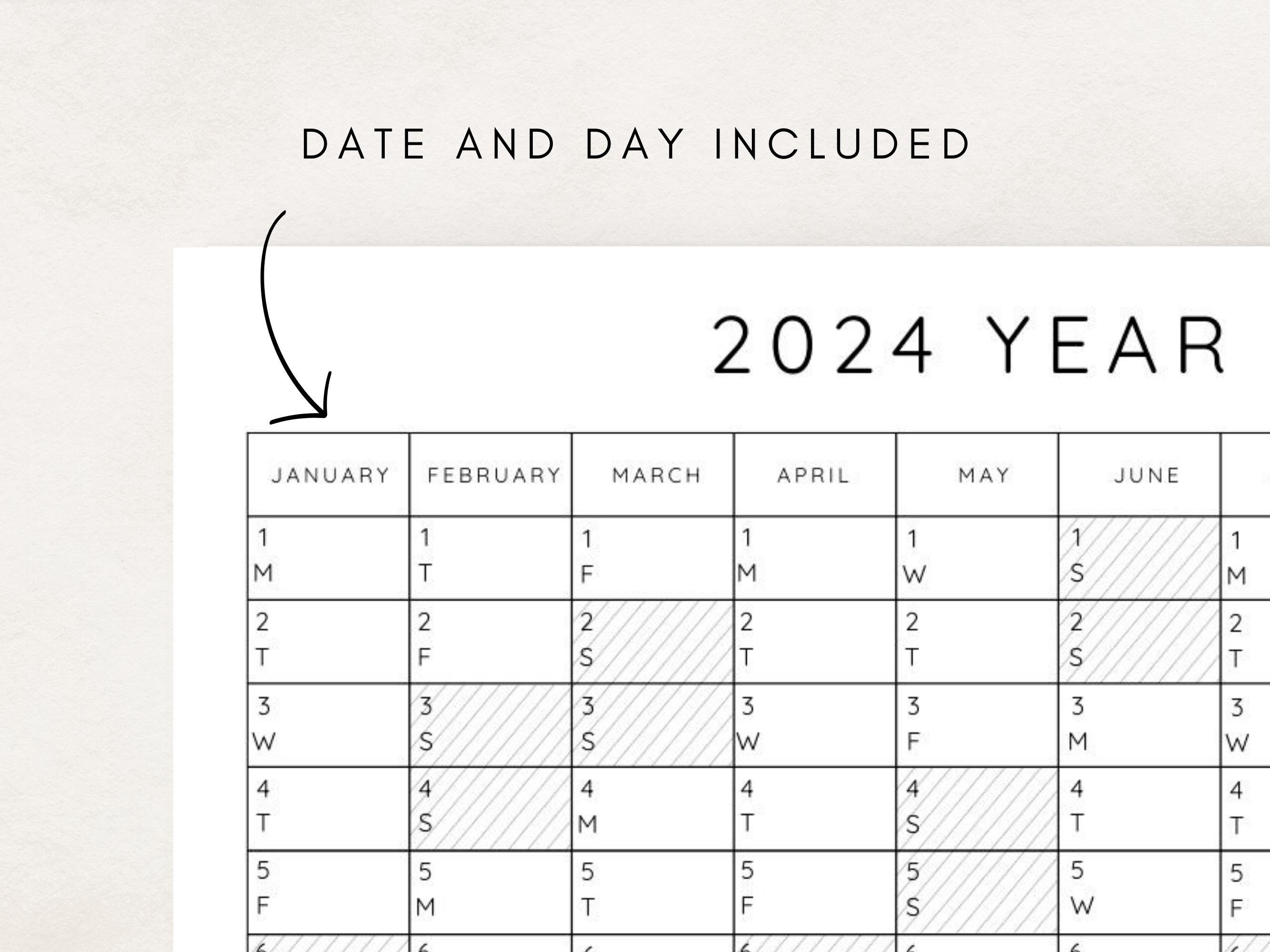 2024 Yearly Planner Printable, Yearly Planning Calendar, Calendar ...