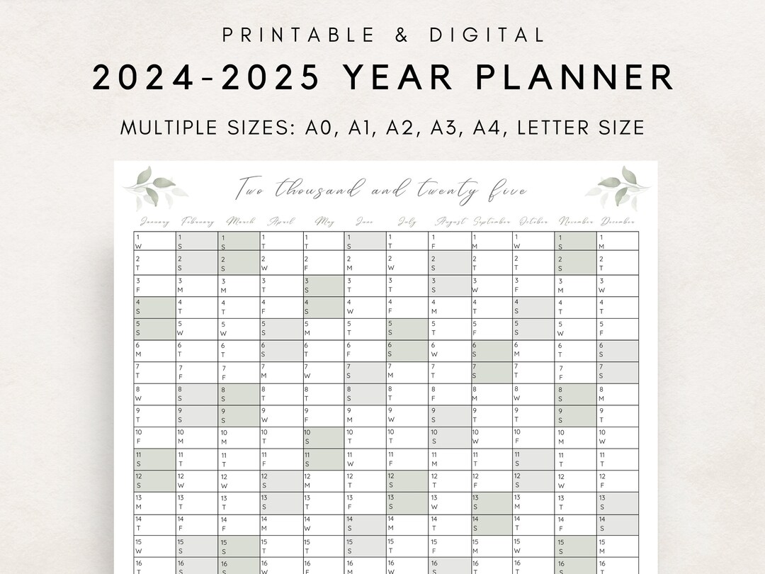 2024-2025 Yearly Planner, Year Planning Calendar, Calendar Poster, 2024 ...