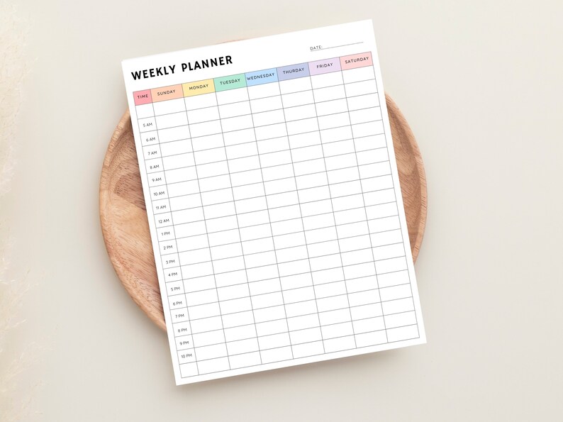 Weekly Hourly Planner, Hourly Weekly Schedule, Hourly Planner, Undated ...