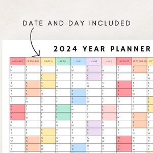2024-2025 Yearly Planner Printable, Year Planning Calendar, Calendar ...
