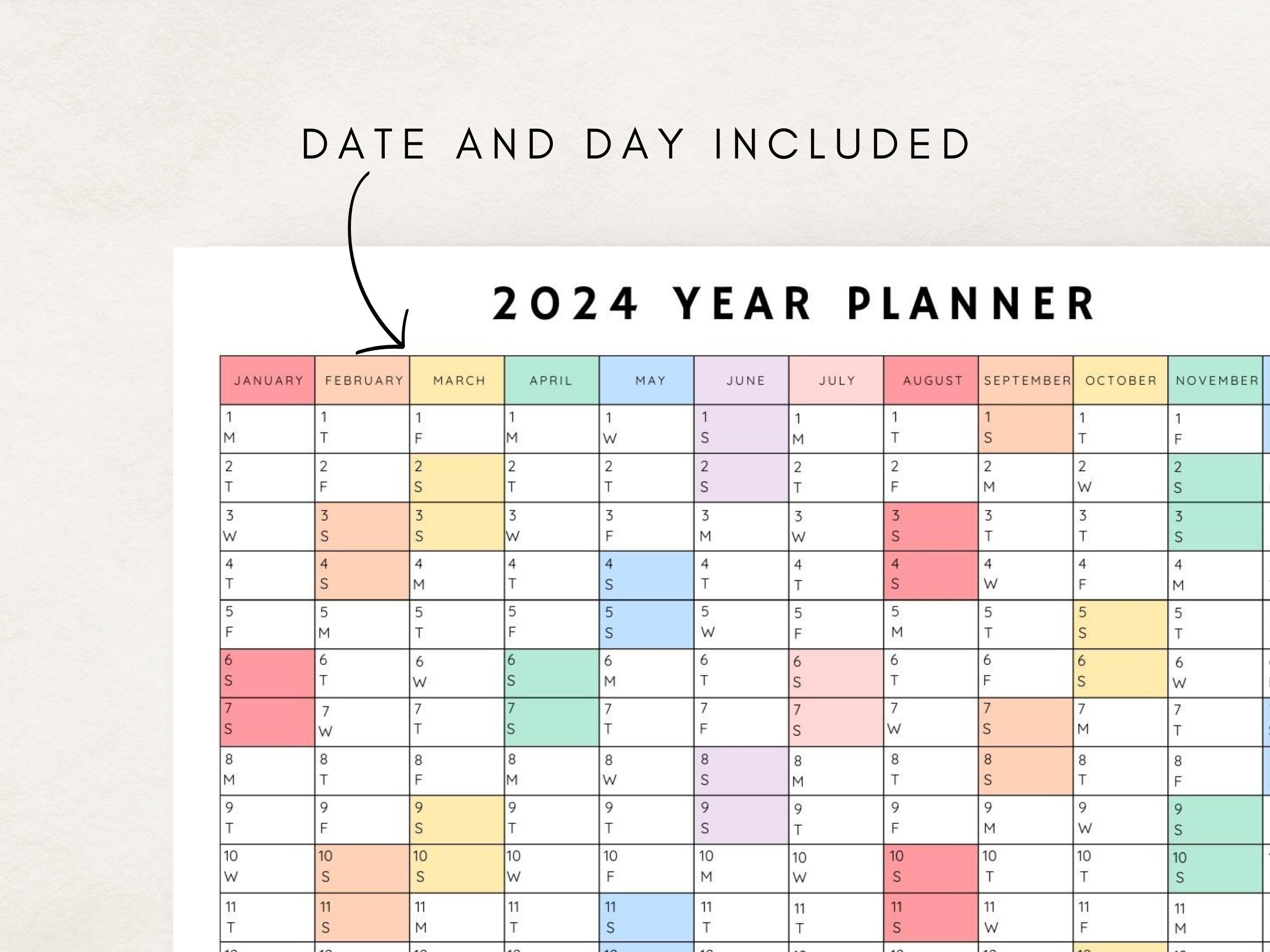 2024-2025 Yearly Planner Printable, Year Planning Calendar, Calendar ...