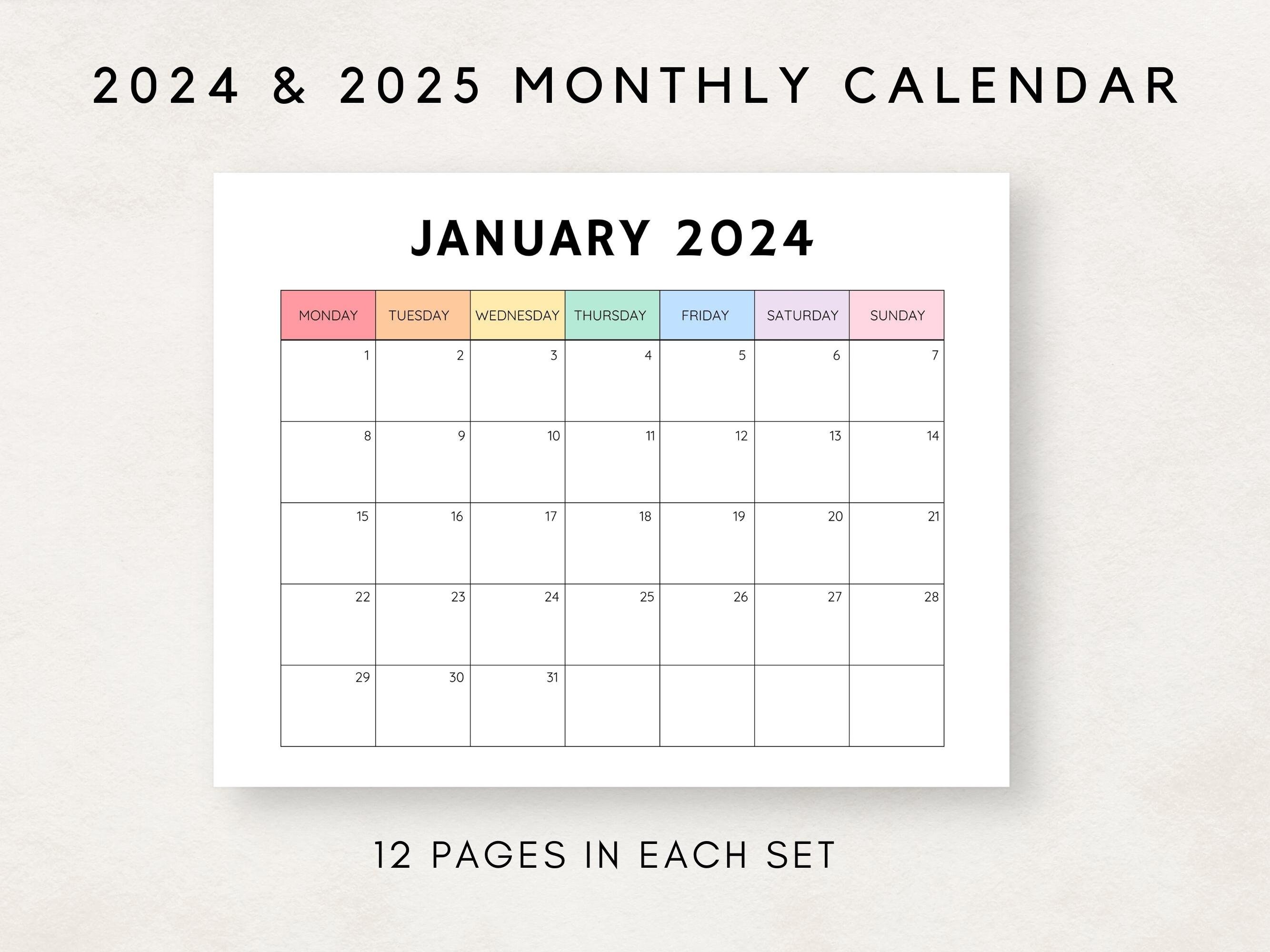 Monthly Calendar 2024-2025, 2024- 2025 Calendar Printable, Calendar ...