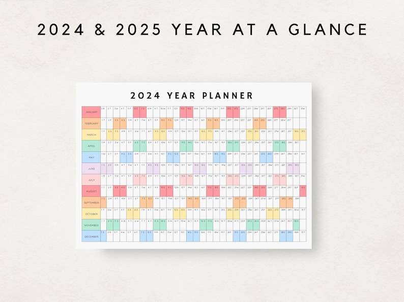 2024-2025 Yearly Planner, Year Planning Calendar, Calendar Poster, 2024 ...