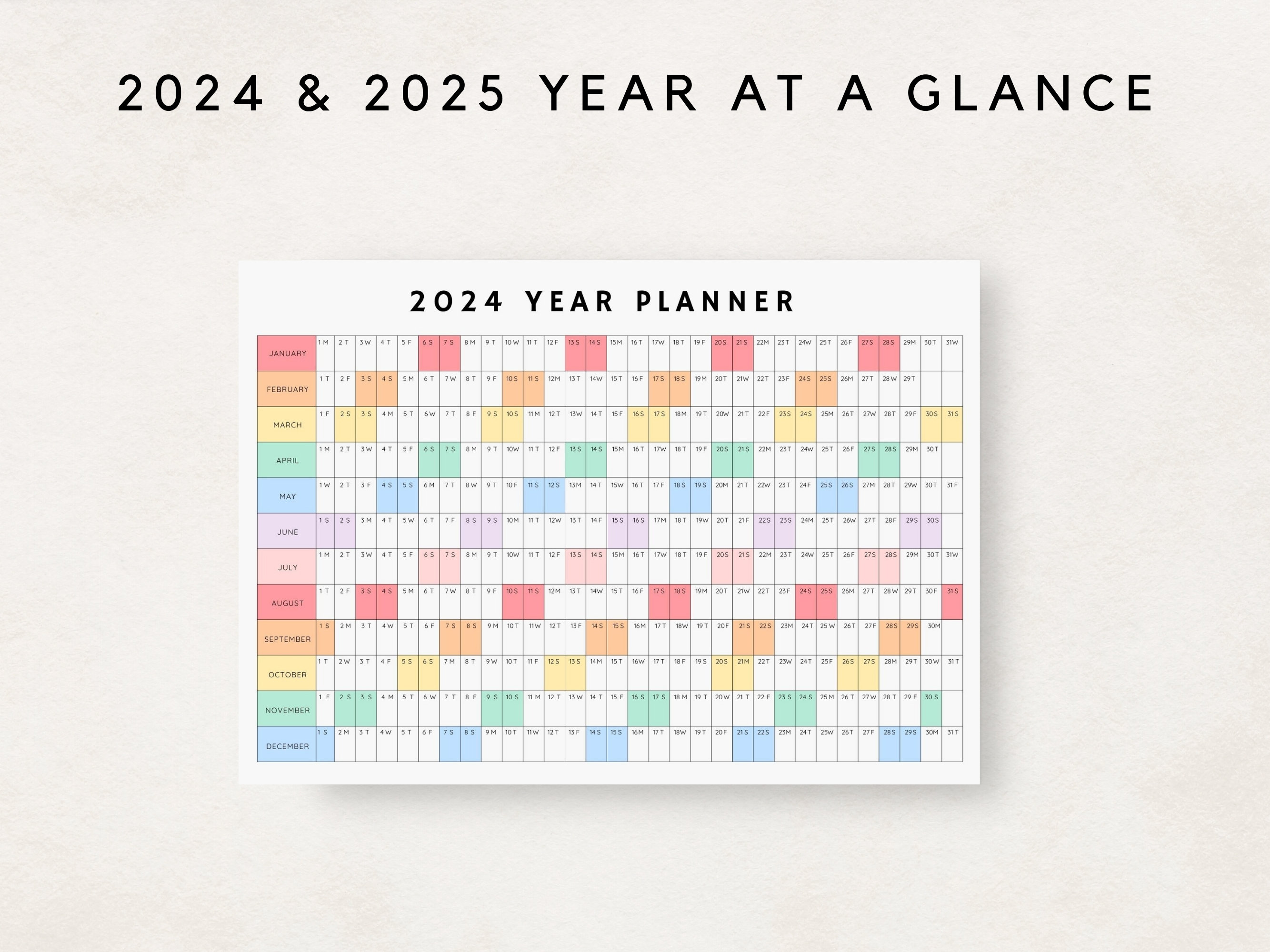 2024-2025 Yearly Planner, Year Planning Calendar, Calendar Poster, 2024 ...