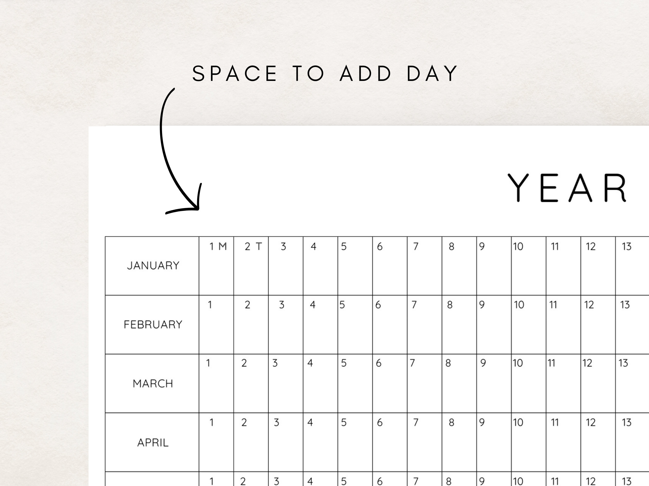 Yearly Wall Planner, Yearly Planner on 1 Page, Year at a Glance, Yearly ...