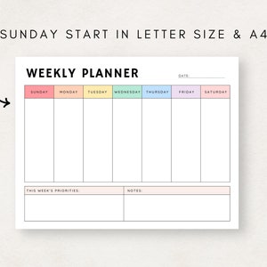 Week at a Glance, Weekly Planner Printable, Weekly Schedule, Weekly ...