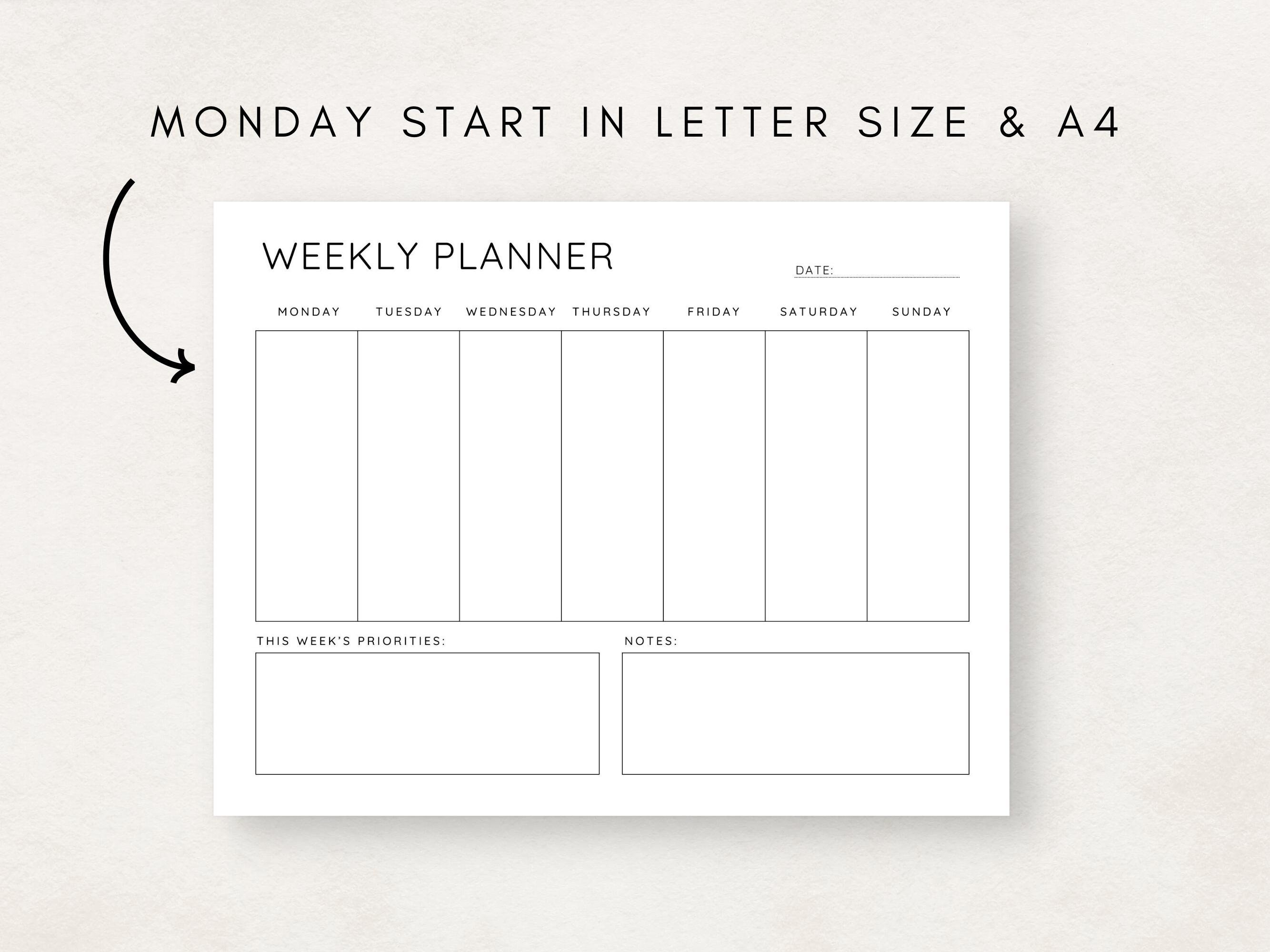 Weekly Planner Printable, Weekly Schedule, Week at a Glance, Weekly ...