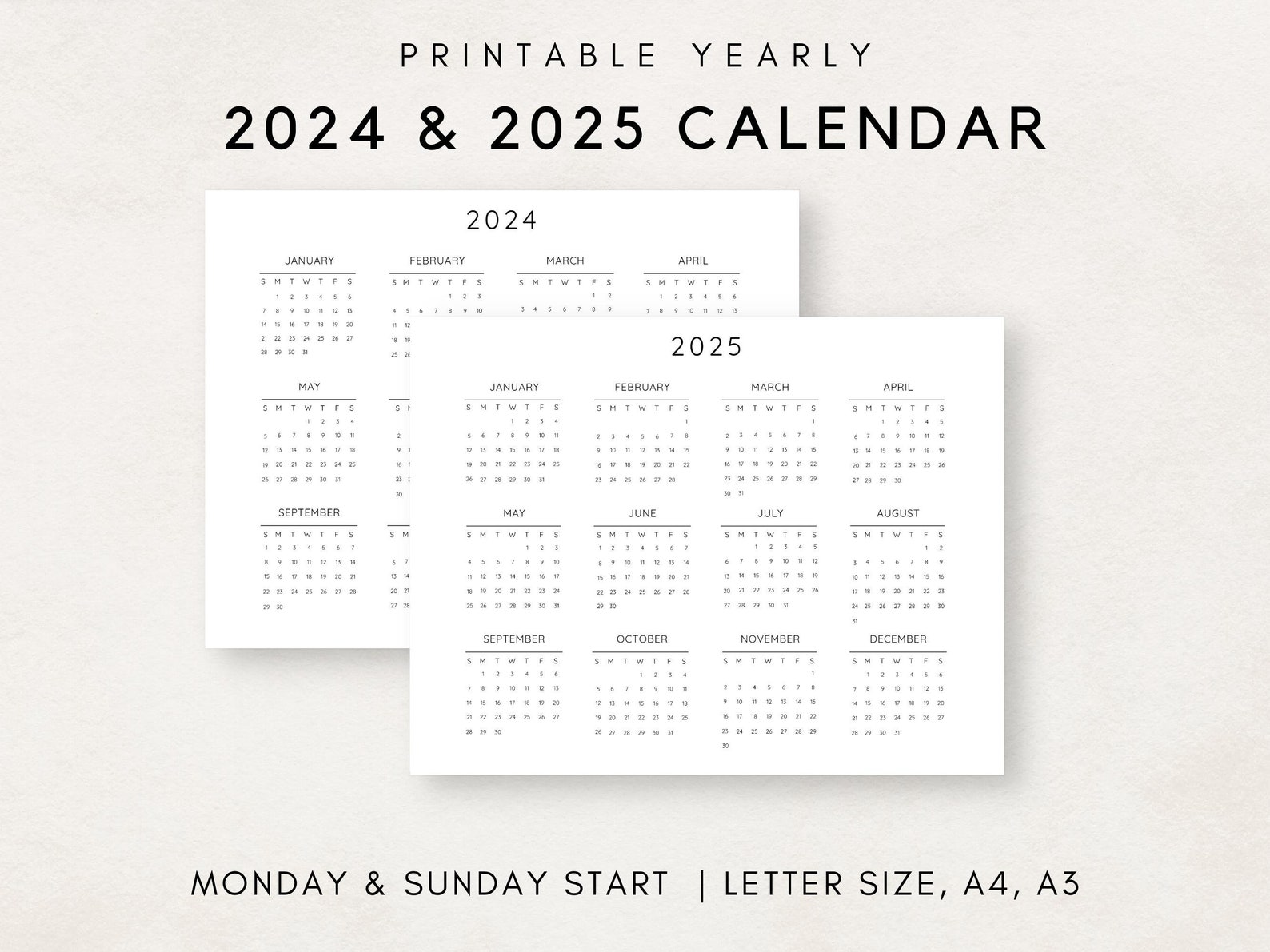 2024-2025 Yearly Calendar, Printable Calendar, 2024-2025 Calendar ...