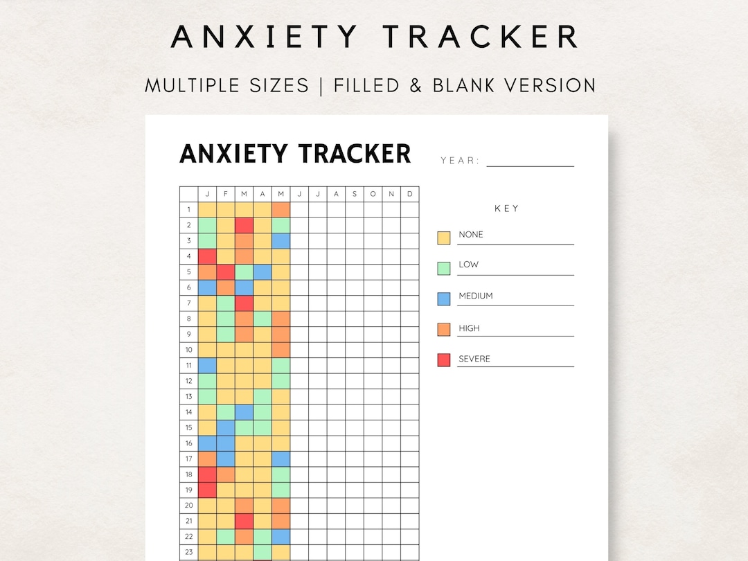 Anxiety Tracker, Mood Tracker, Anxiety Journal, Health Tracker, Mental ...