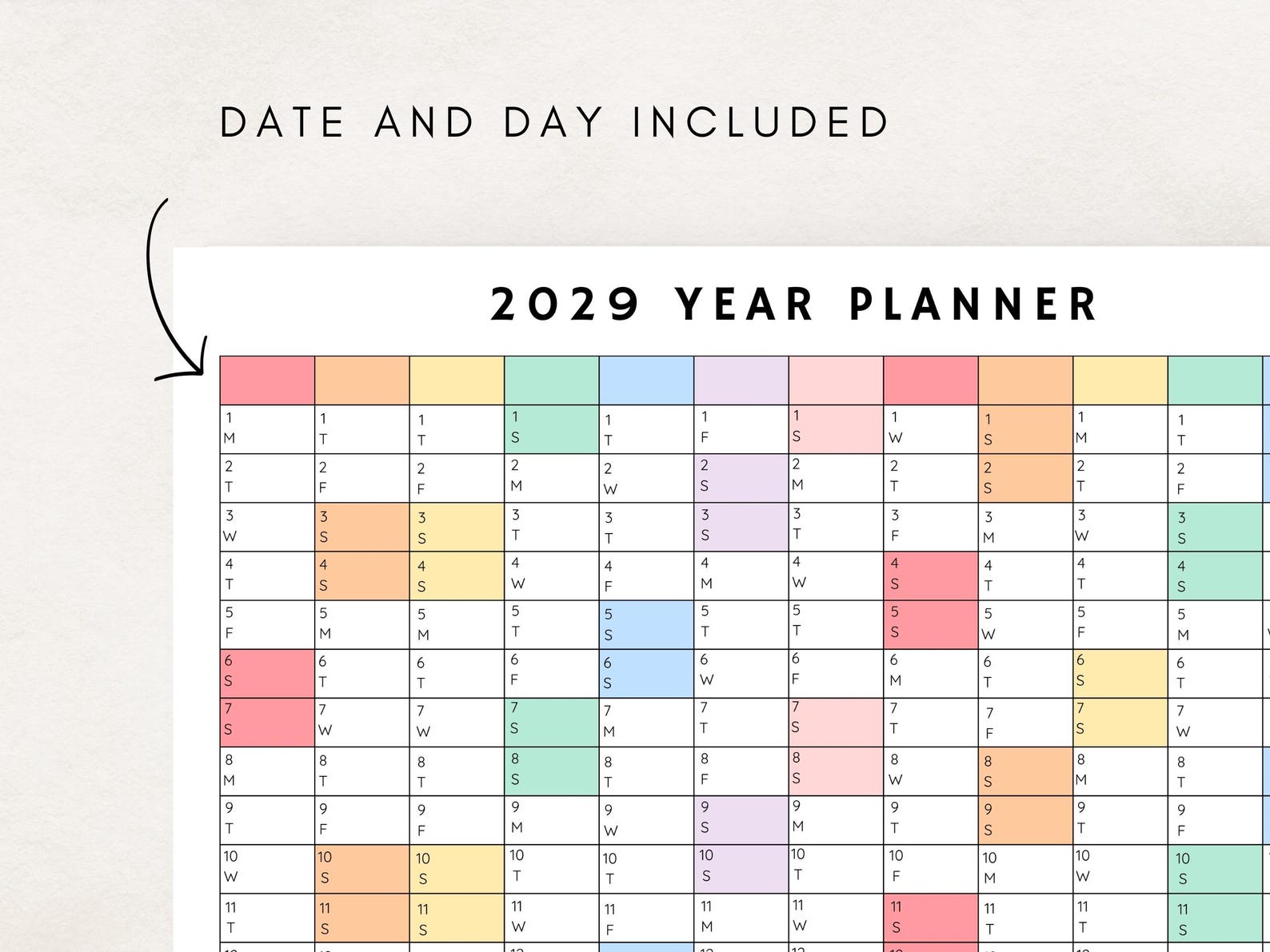 2029-2030 Yearly Planner, Year Planning Calendar, Calendar Poster, 2029 ...