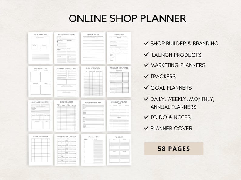 Online Shop Planner, Online Store Planner Printable, Digital Shop ...