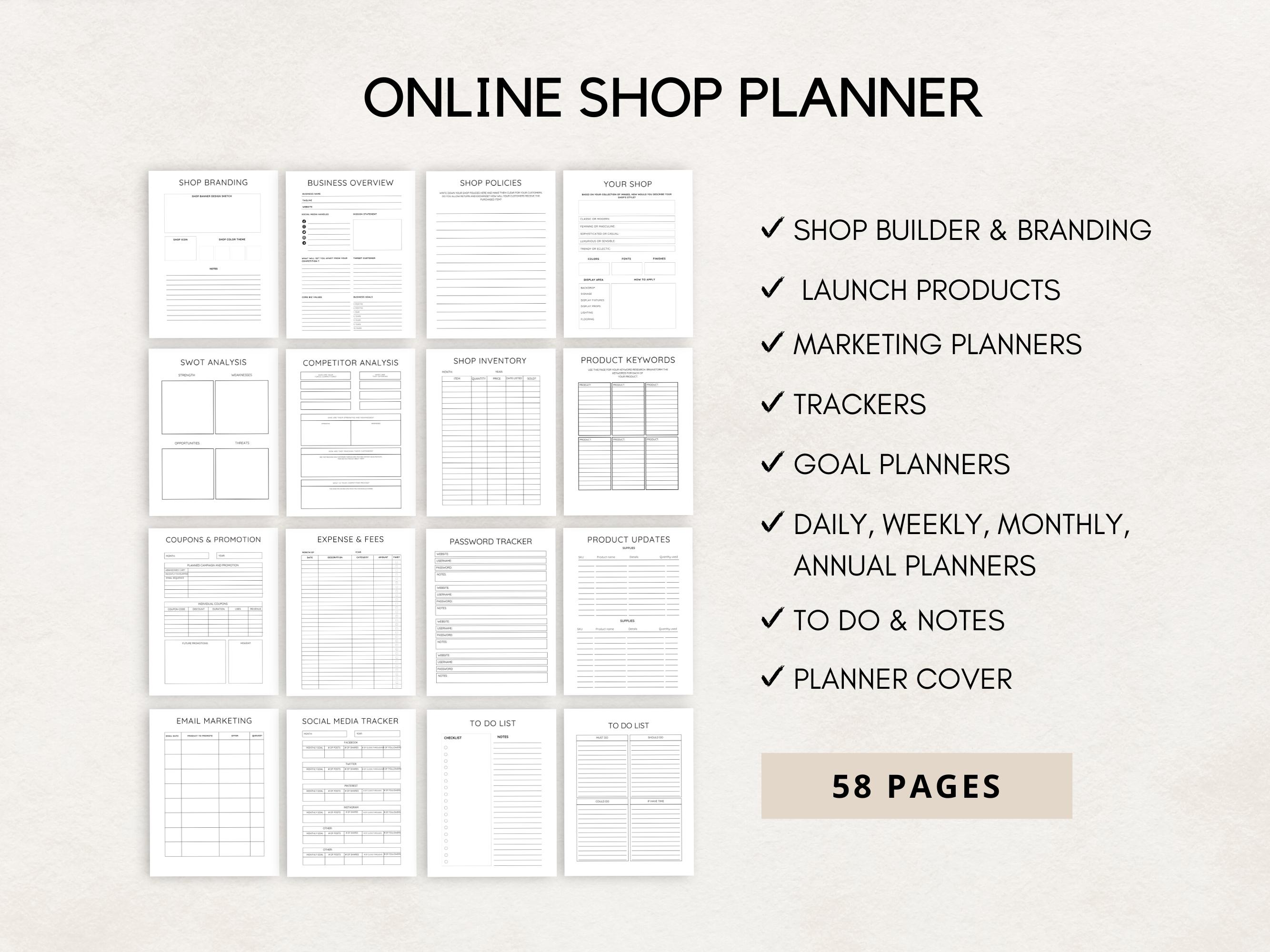 Online Shop Planner, Online Store Planner Printable, Digital Shop ...