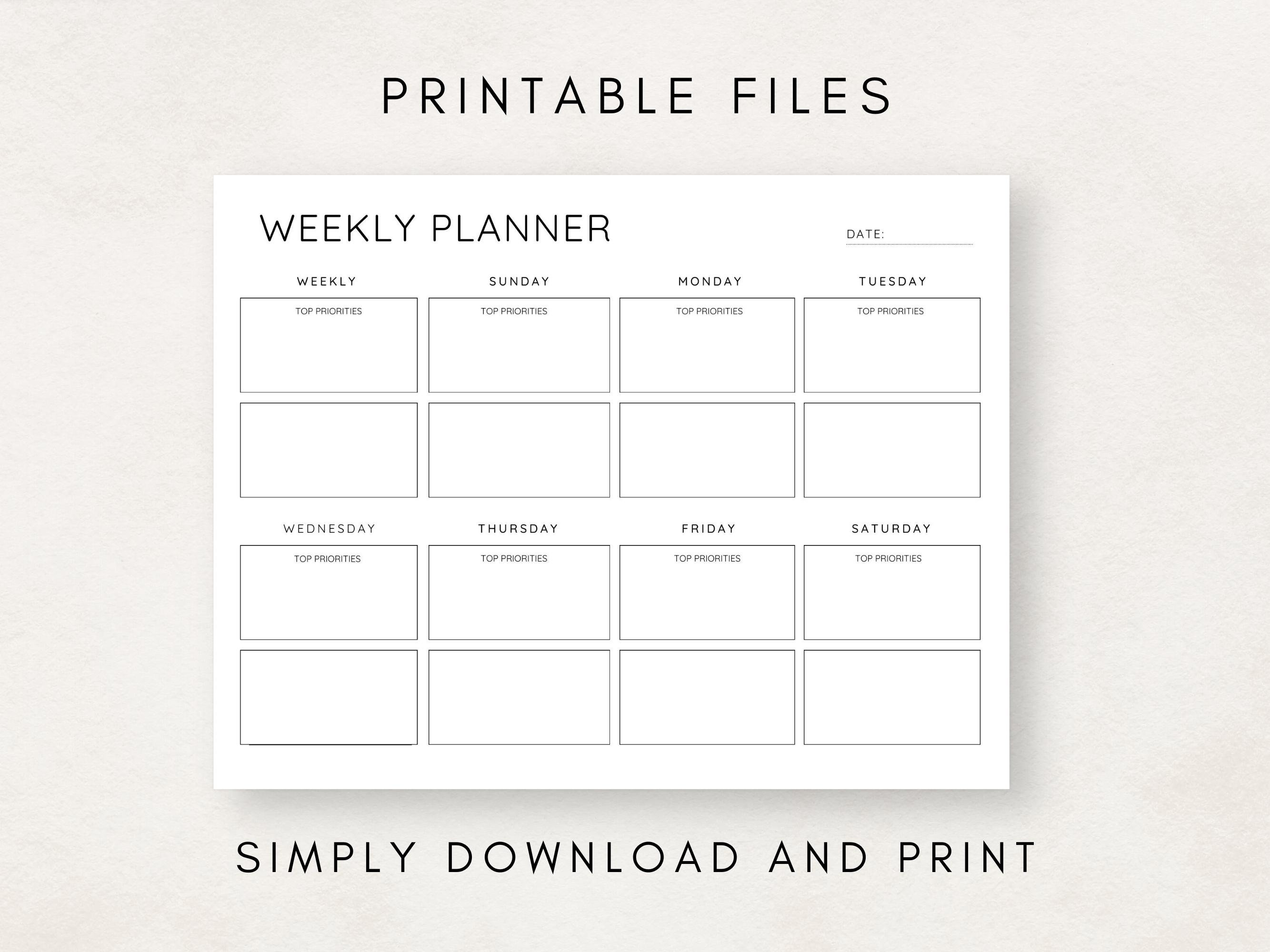 Weekly Planner Printable, Weekly Schedule, Weekly Agenda, Week at a ...