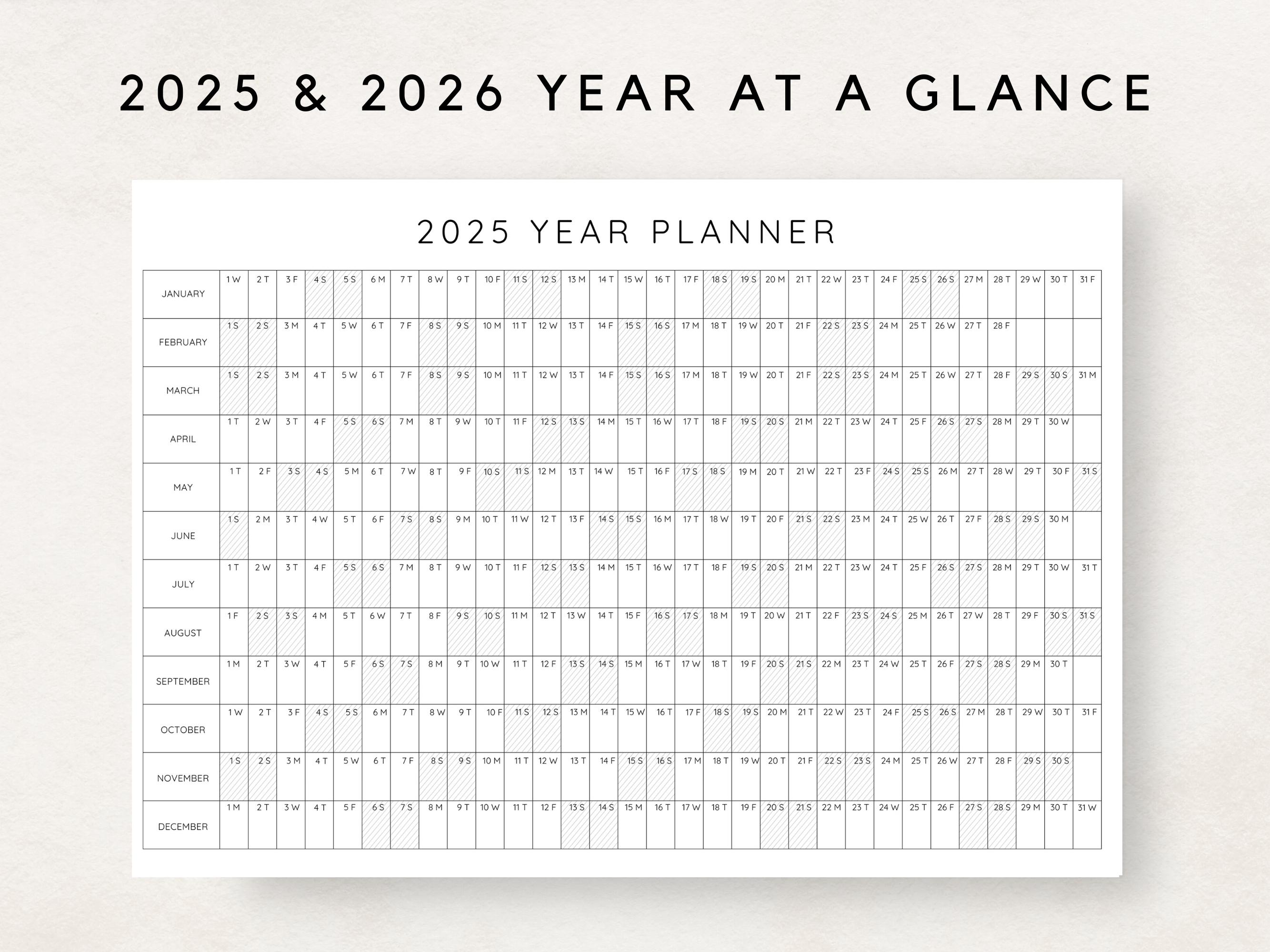 2025-2026 Yearly Planner, Year Planning Calendar, Calendar Poster, 2025 ...
