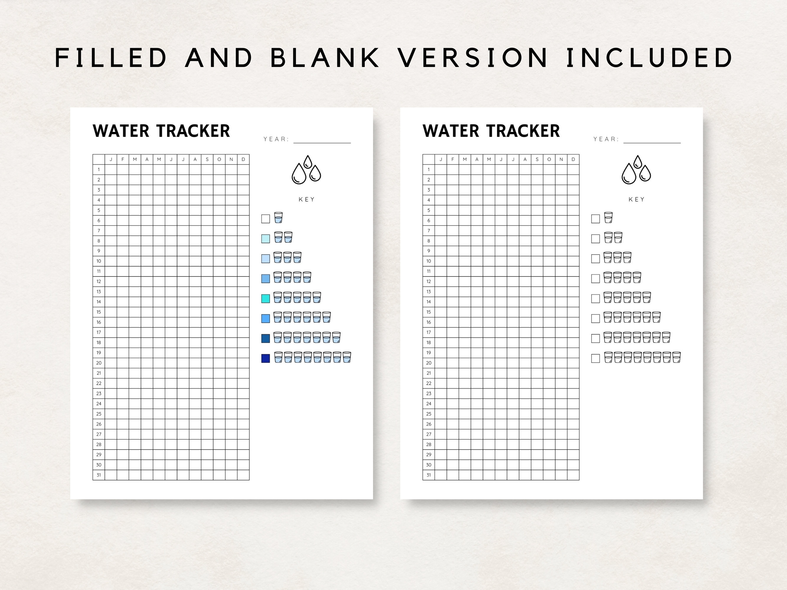 Water Tracker Printable, Water Intake, Water Tracker, Hydration Tracker ...