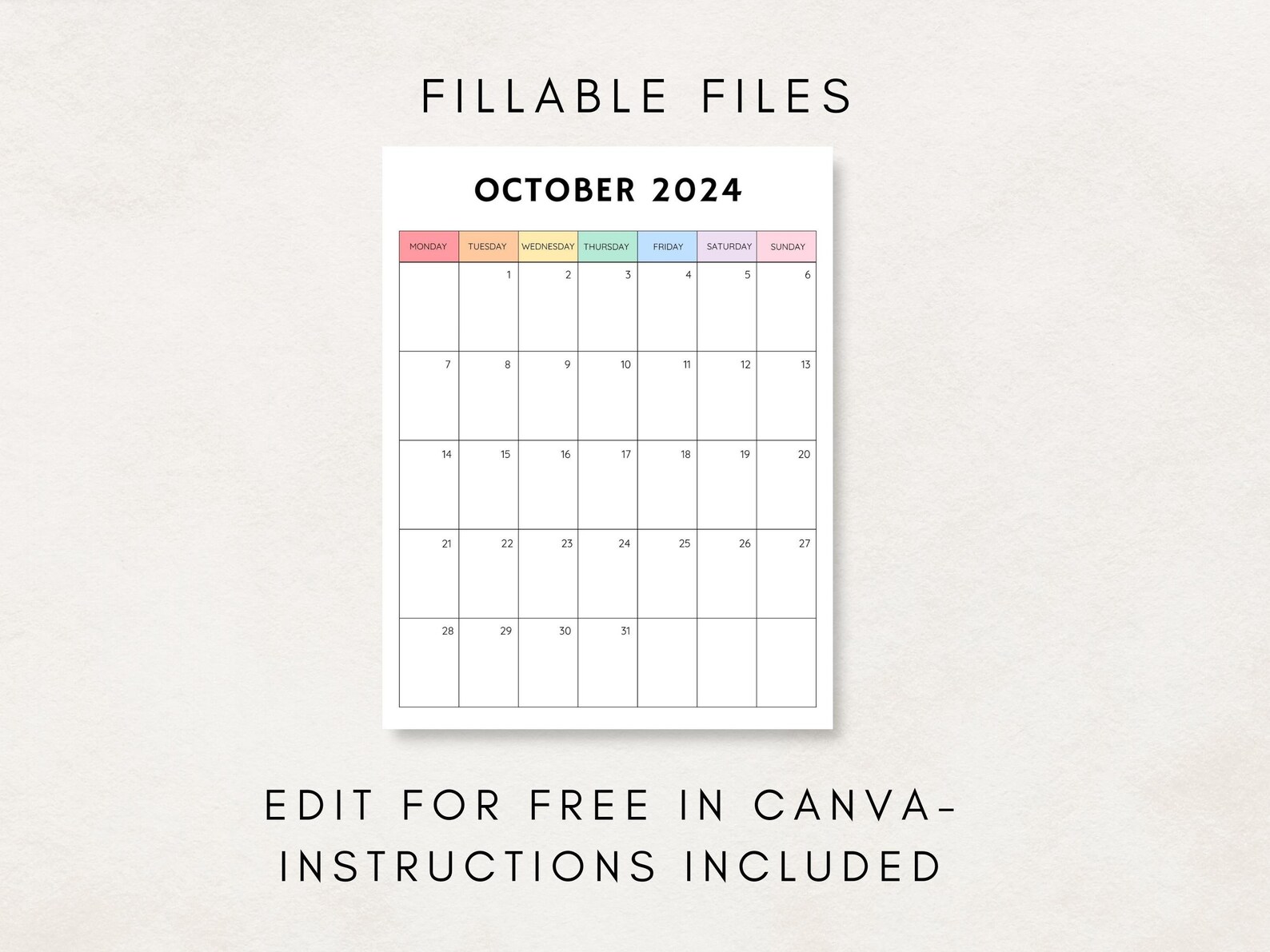 2024- 2025 Calendar Printable, Monthly Calendar 2024- 2025, Calendar ...