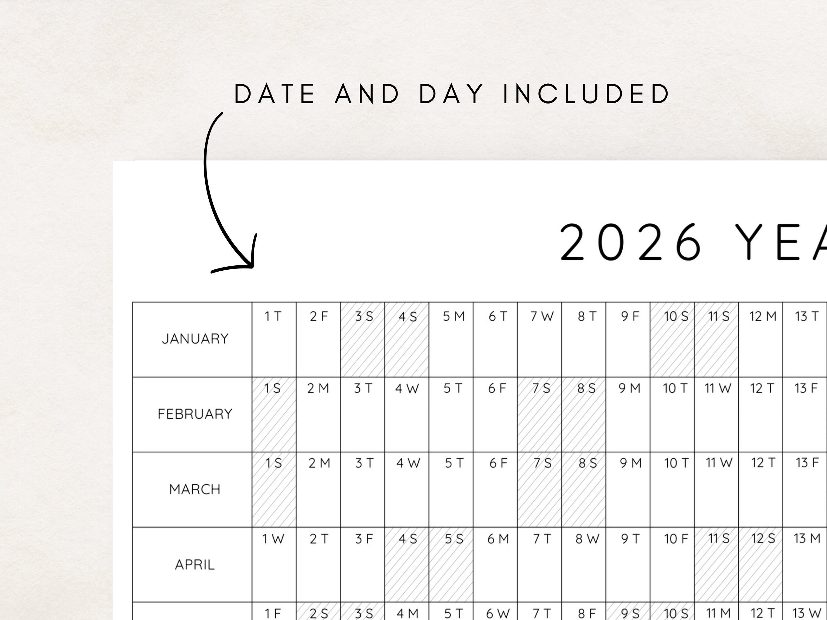 2026 Year Planner Printable, Yearly Planning Calendar, Calendar Poster ...