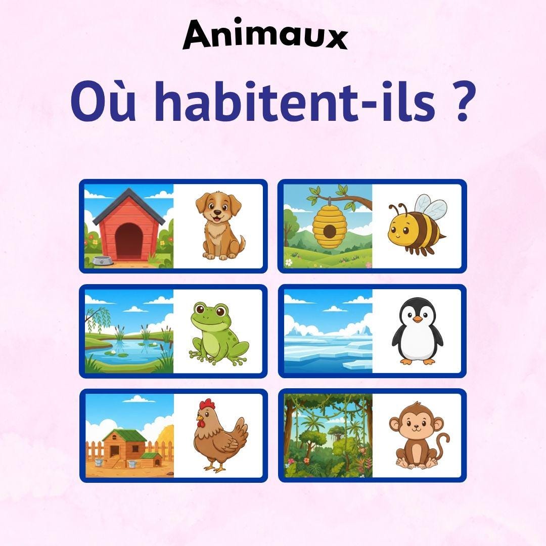 Montessori Animal Habitat Puzzle PDF - Printable Activity to Match ...