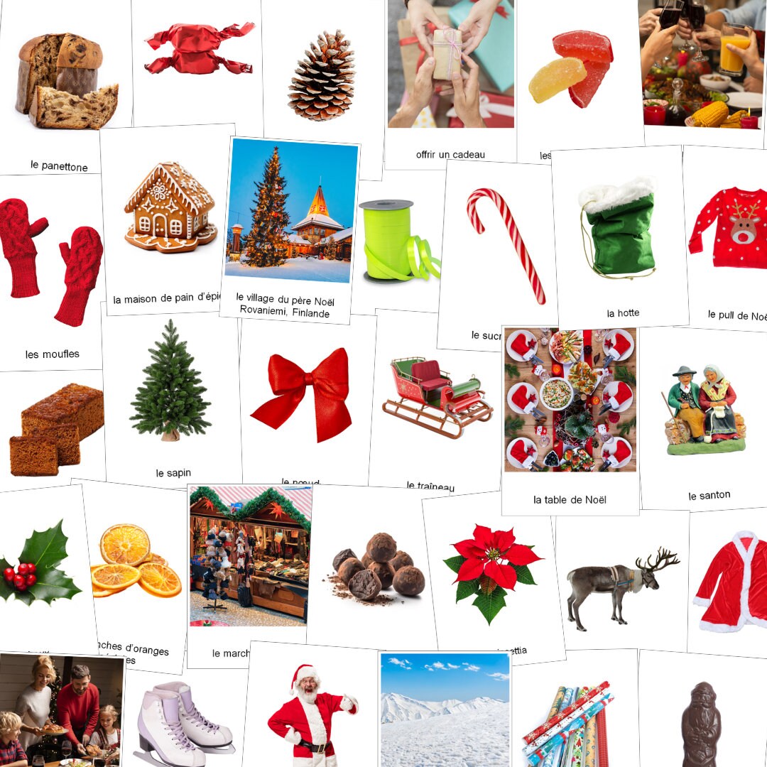 100 Montessori Christmas Flashcards in French - French Christmas ...