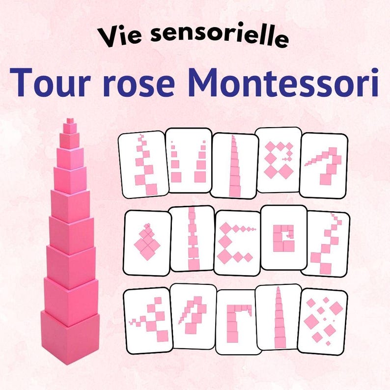Montessori Pink Tower Card Templates | Printable Pink Tower ...