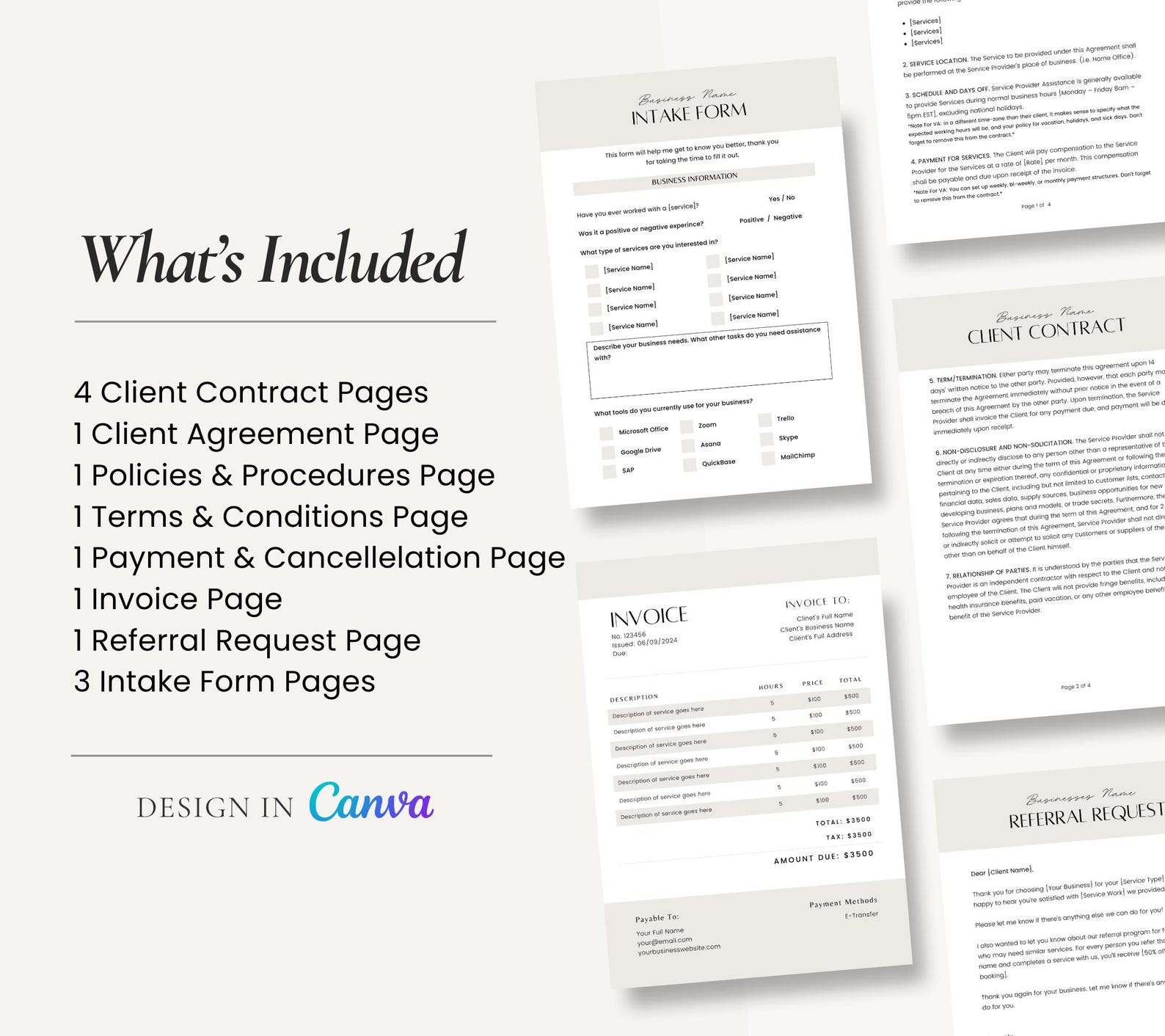 Client Agreement Forms, Client Contract Forms, Client Intake Form ...