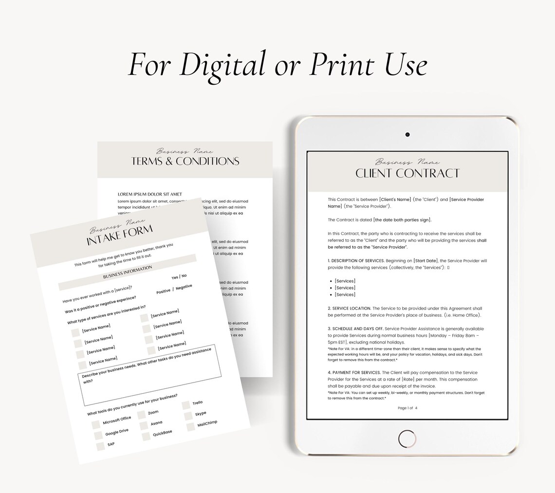 Client Agreement Forms, Client Contract Forms, Client Intake Form ...