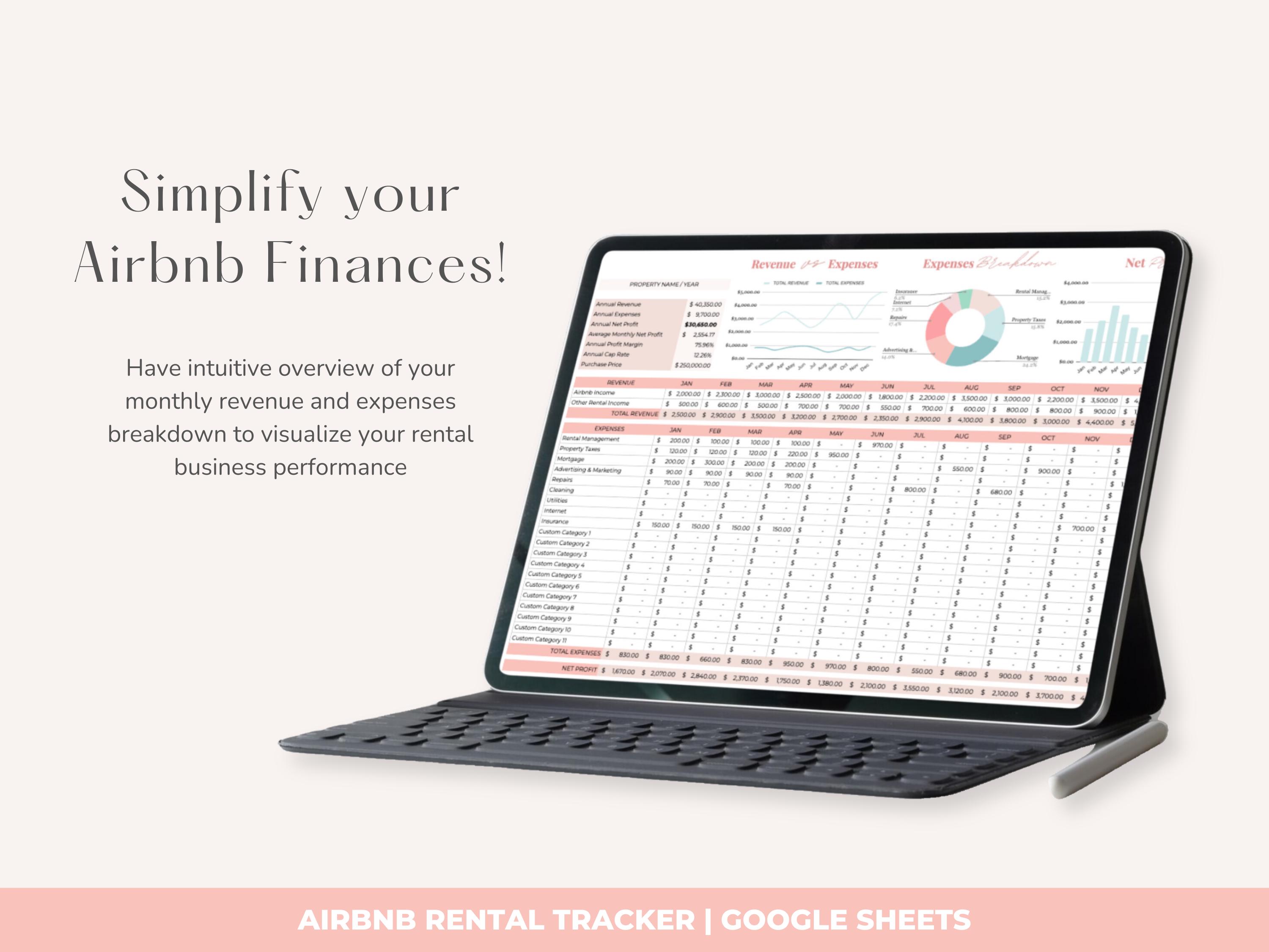 Airbnb Template Income and Expense Spreadsheet Rental Property Tracker ...