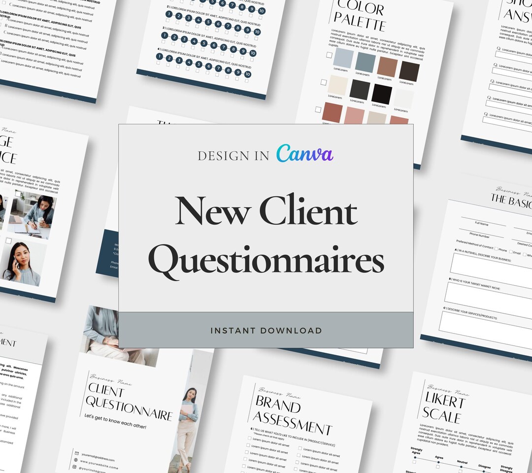 New Client Questionnaires Canva Template, New Client Onboarding Bundle ...