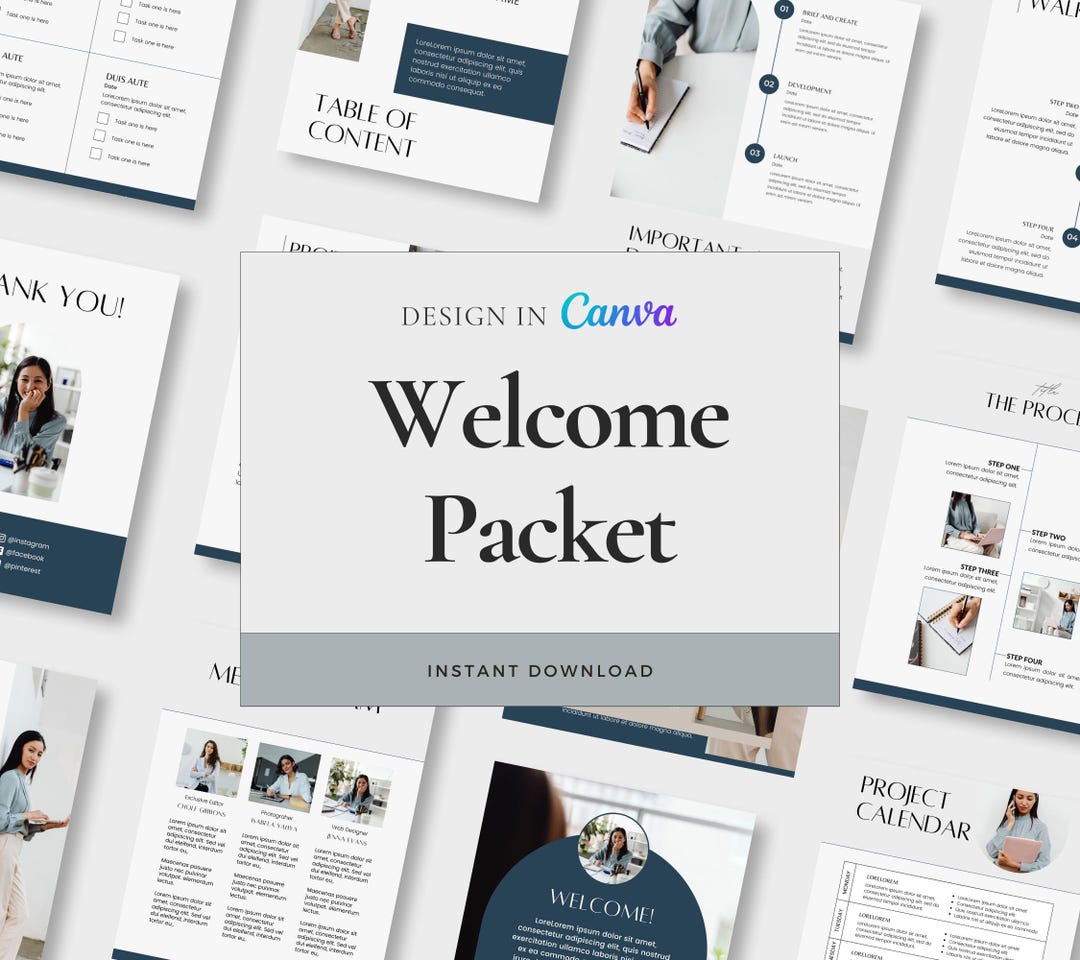 Welcome Packet Canva Template New Client Onboarding Bundle Client Proposal Virtual Assistant