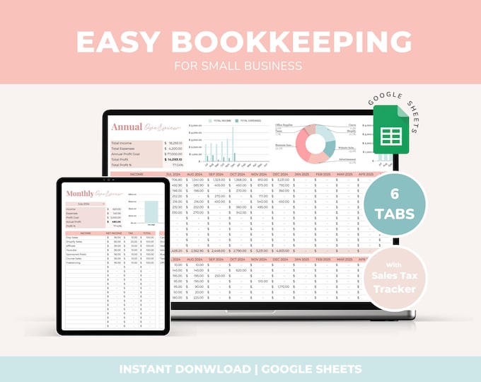 Easy Bookkeeping Spreadsheet Small Business Bookkeeping Template Google ...