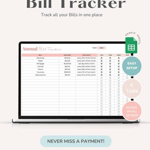 Bill Tracker Spreadsheet Template Monthly Bill Planner Bill Payment ...