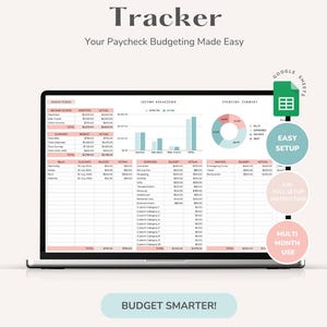Budget by Paycheck Spreadsheet Monthly Budget Planner Google Sheets ...
