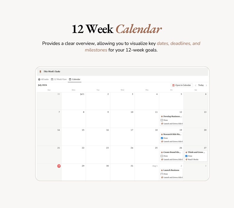 Notion Template 12 Week Year Planner | Digital Goal Setting Planner ...