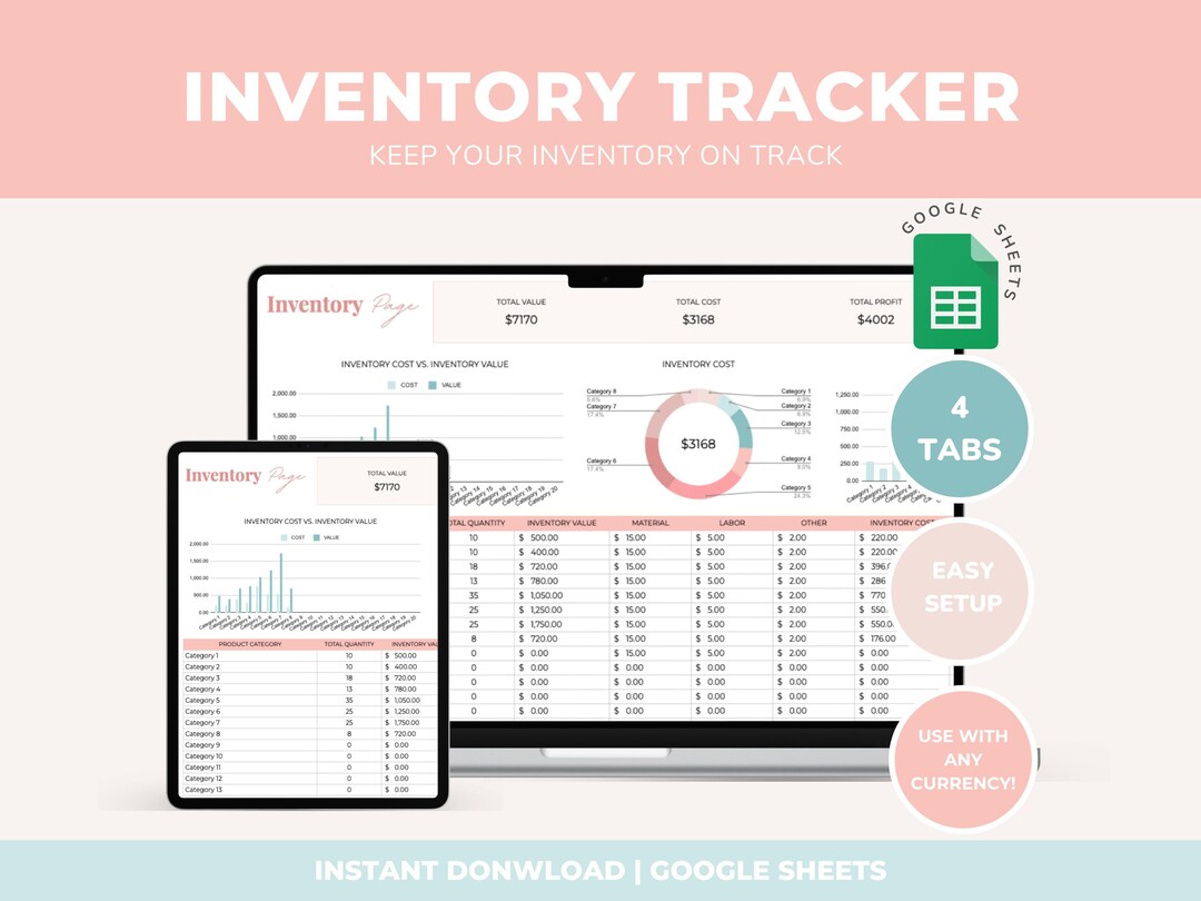Inventory Tracker for Small Business Spreadsheet Google Sheets Template ...