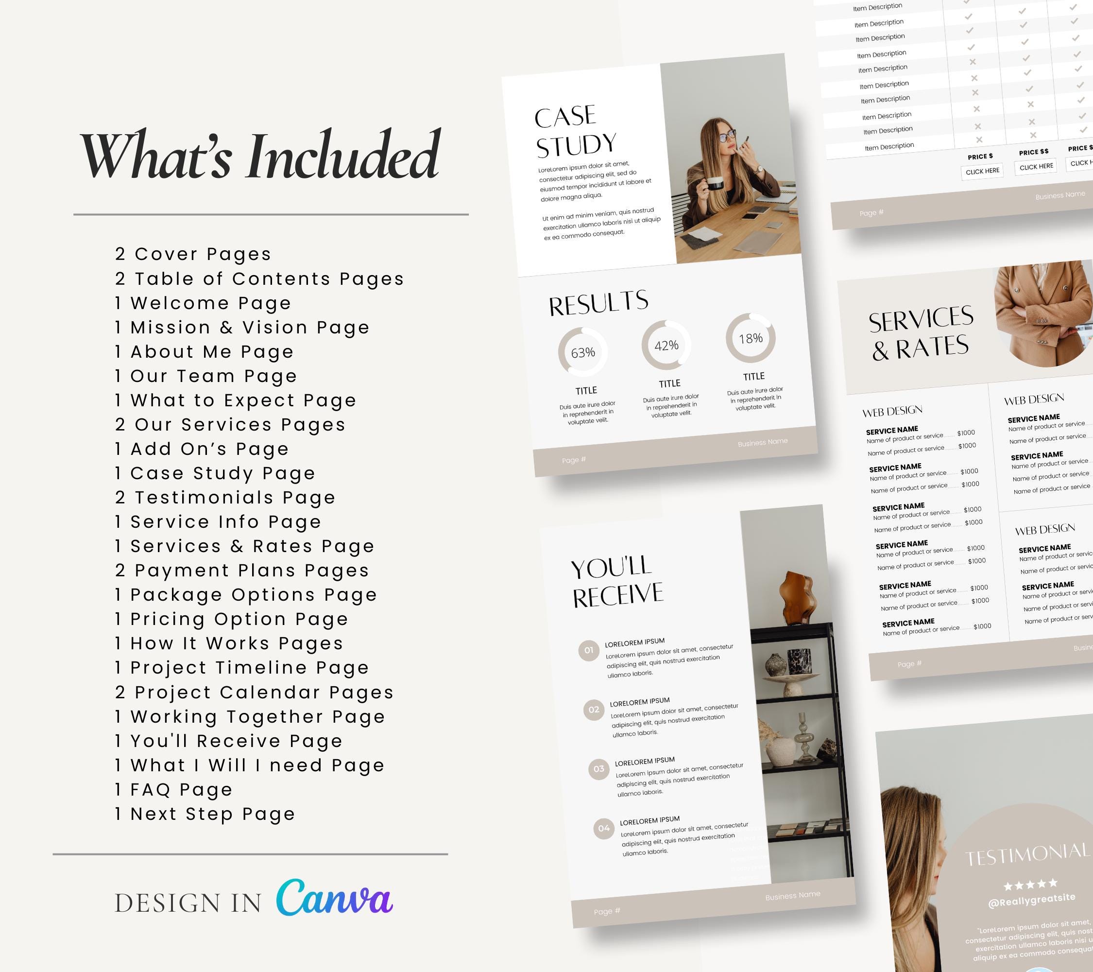 Services and Pricing Guide Canva Template, Price List, New Client ...