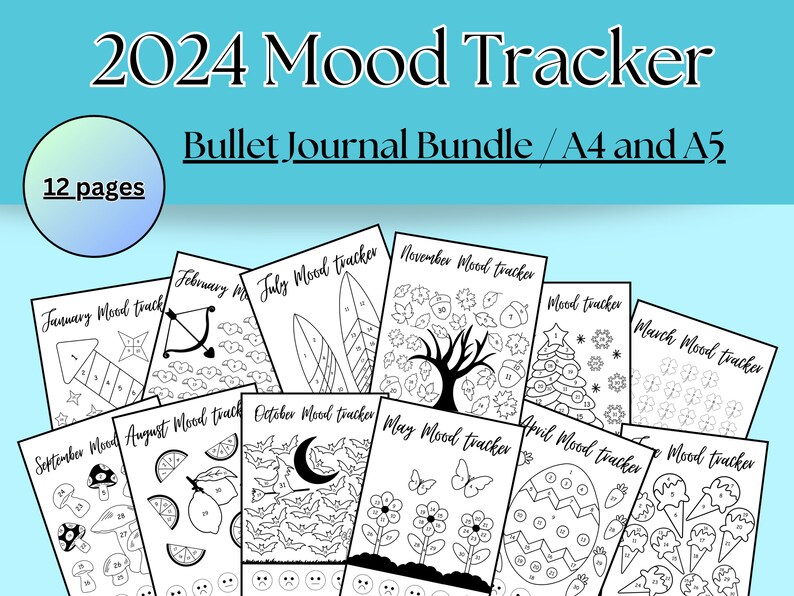 Printable Mood Tracker, Mood Tracker Printable, Bullet Journal Bundle ...