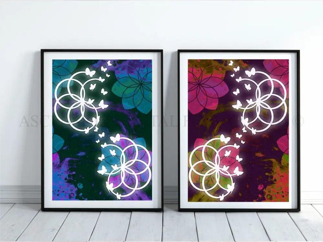 Seed of Life Art Prints | Sacred Geometry Wall Art | Set of Two - Etsy