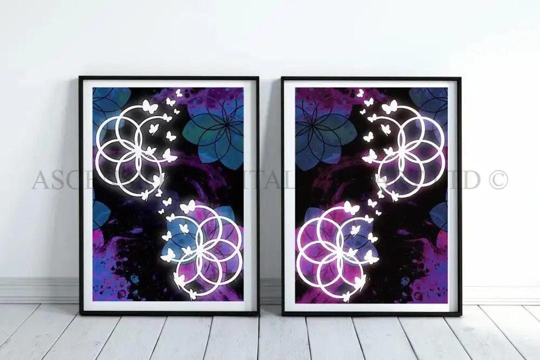 Sacred Geometry Art Prints | Seed of Life Wall Art | Set of Two - Etsy