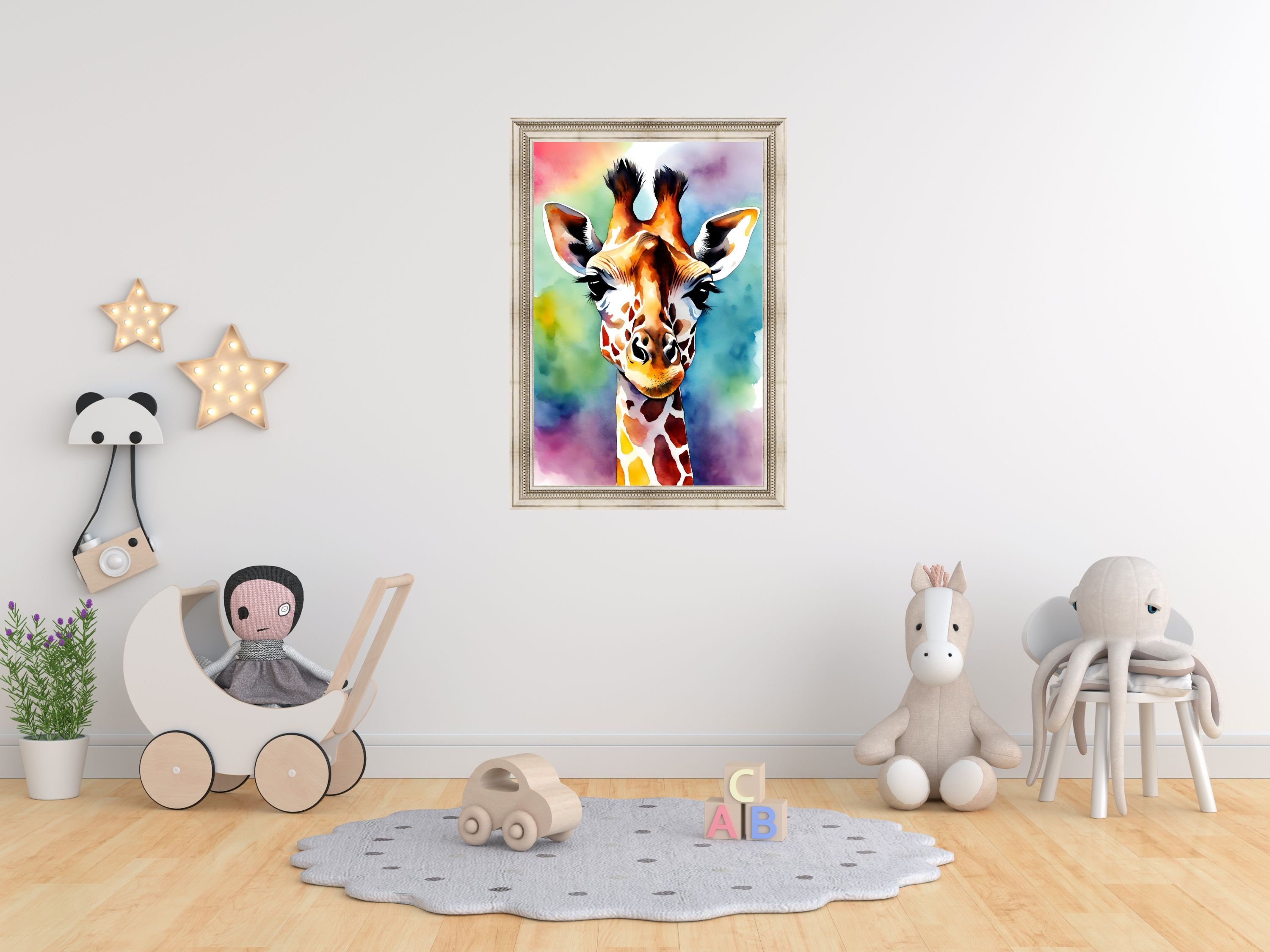 Print of Cute Baby Giraffe. Printable Watercolor Nursery Wall Art ...